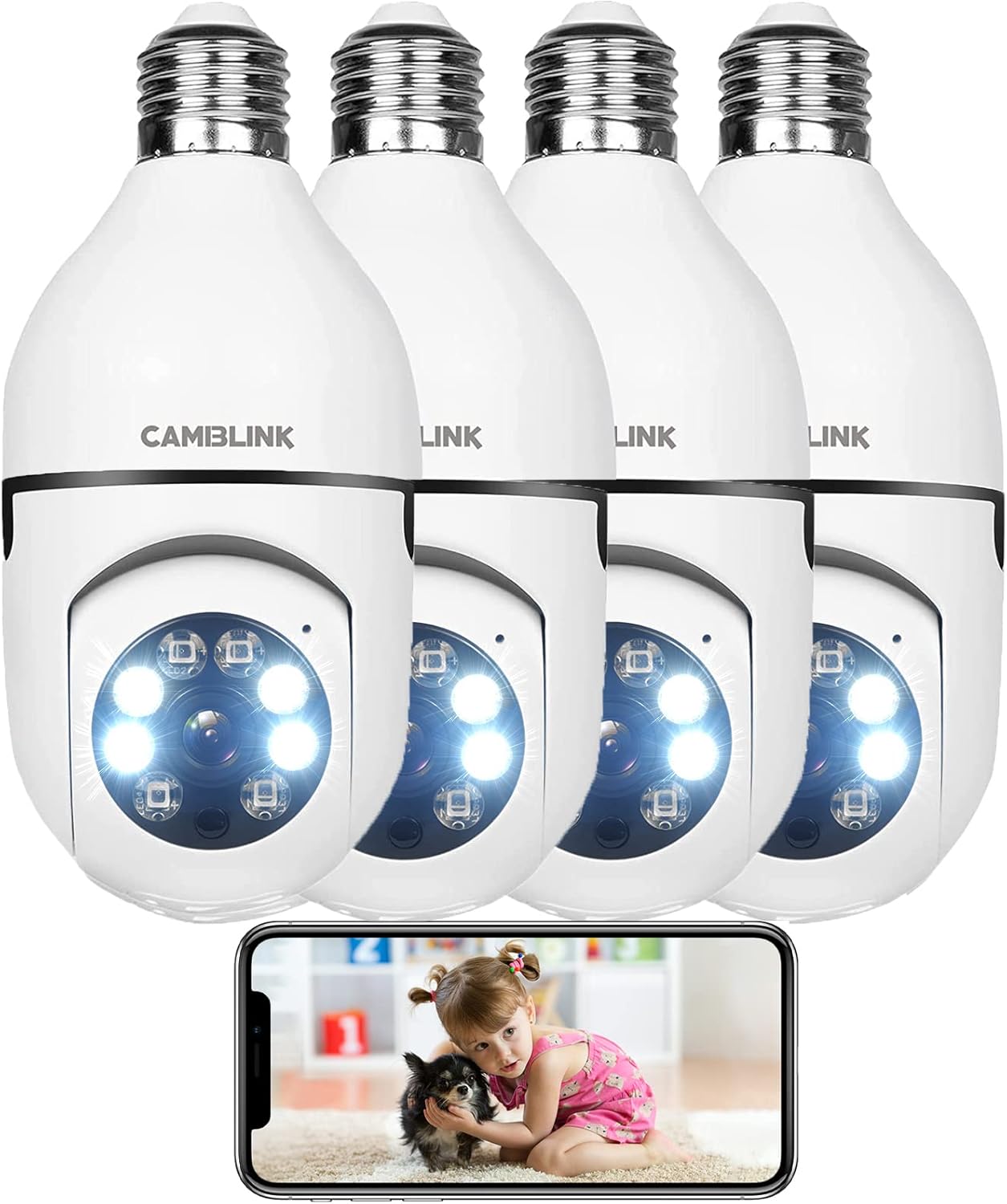 CAMBLINK 4Pack Light Socket Security Camera,2.4G WiFi Light Camera ...