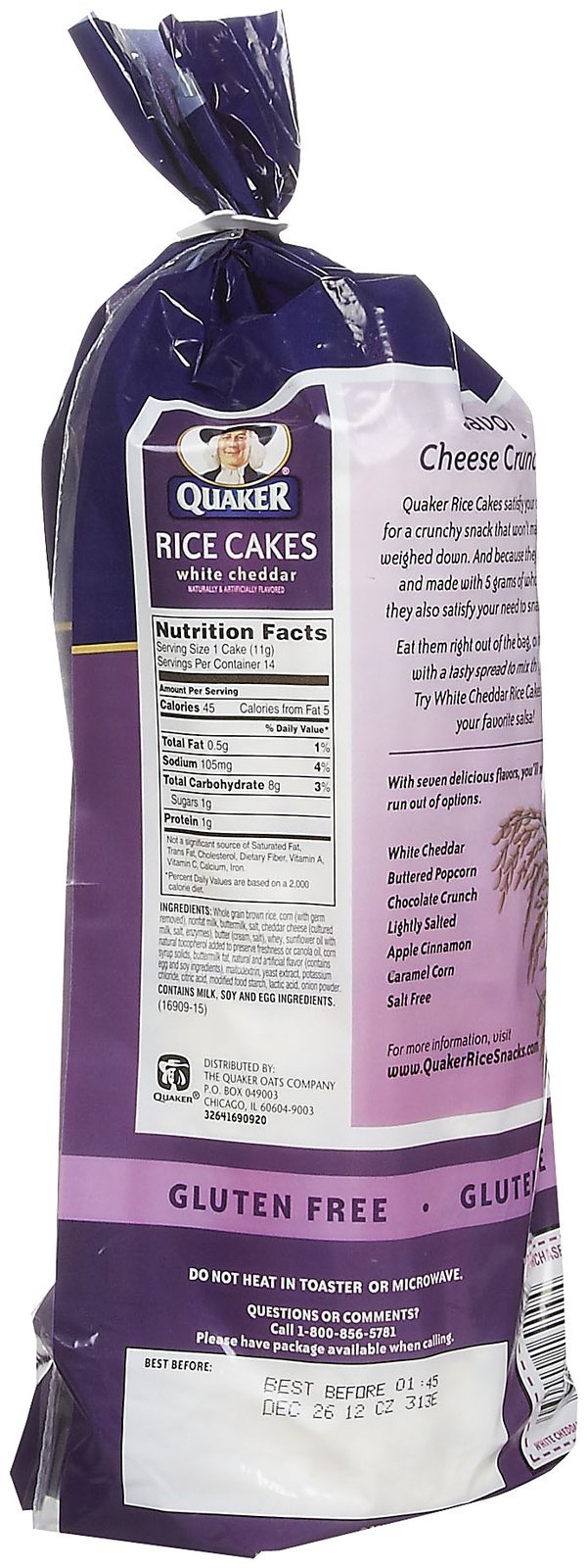 Quaker Rice Cakes Nutrition Facts Quaker Large Rice Cakes, Gluten