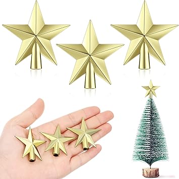 Amazon.com: Hanaive 3 Pcs Mini Christmas Tree Topper Small Star ...