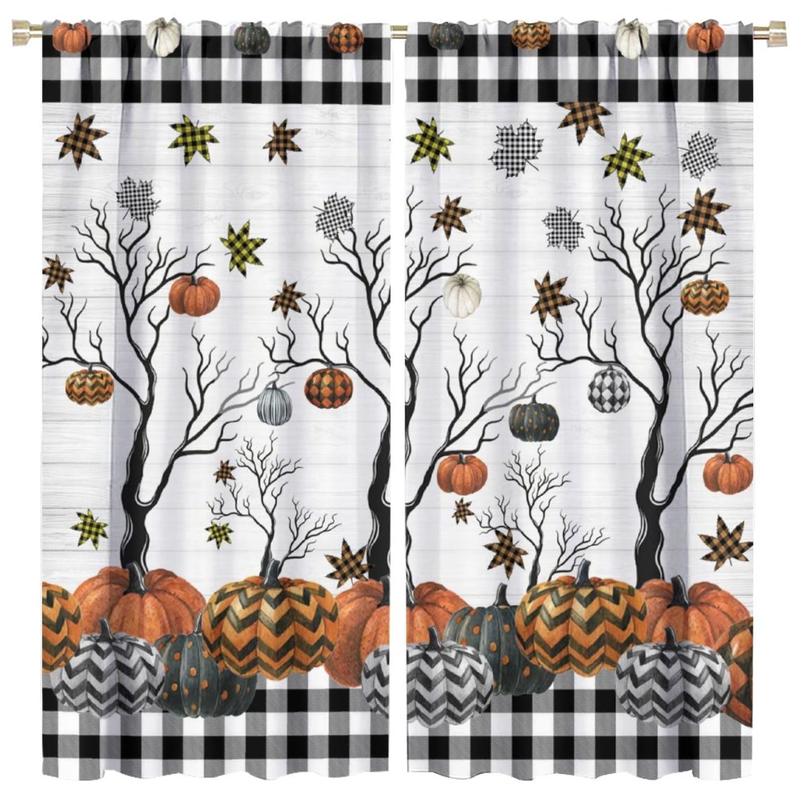 Amazon.com: SENQIAN Fall Pumpkin Thanksgiving Kitchen Curtains Autumn ...