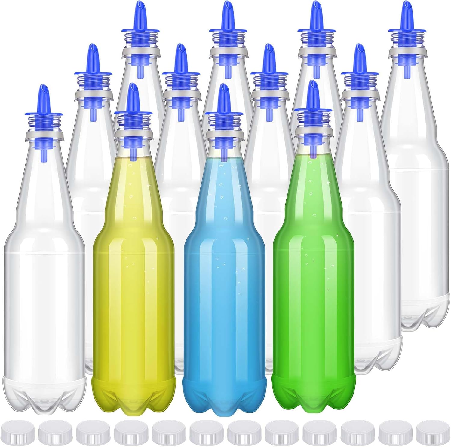 Amazon.com: Jinei 12 Pieces 32 oz Long Neck Plastic Bottles with 12 Pcs ...
