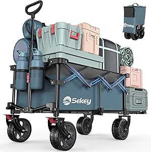 Sekey XXL Bollerwagen Faltbar mit Erweiterbarer Heckklappe 135L & 200L, Faltbarer Bollerwagen ...