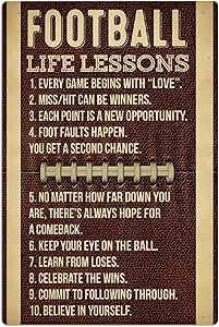 Amazon.com: Football Life Lessons Metal Tin Signs Football Guide Retro ...