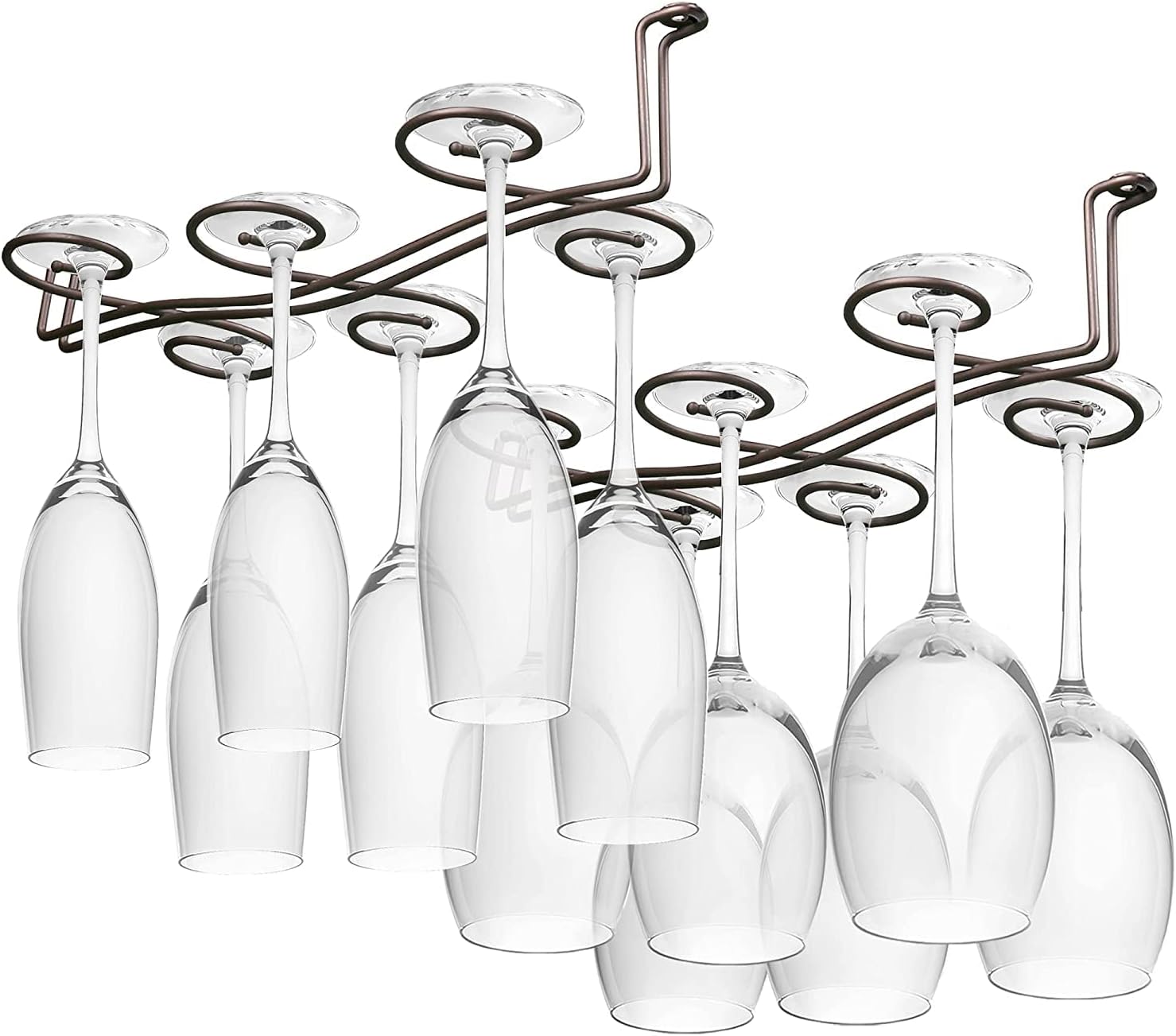 HOME CUBE 2 Pc Adhesive Wine Glass Rack,Under Cabinet Hanging Stemware ...