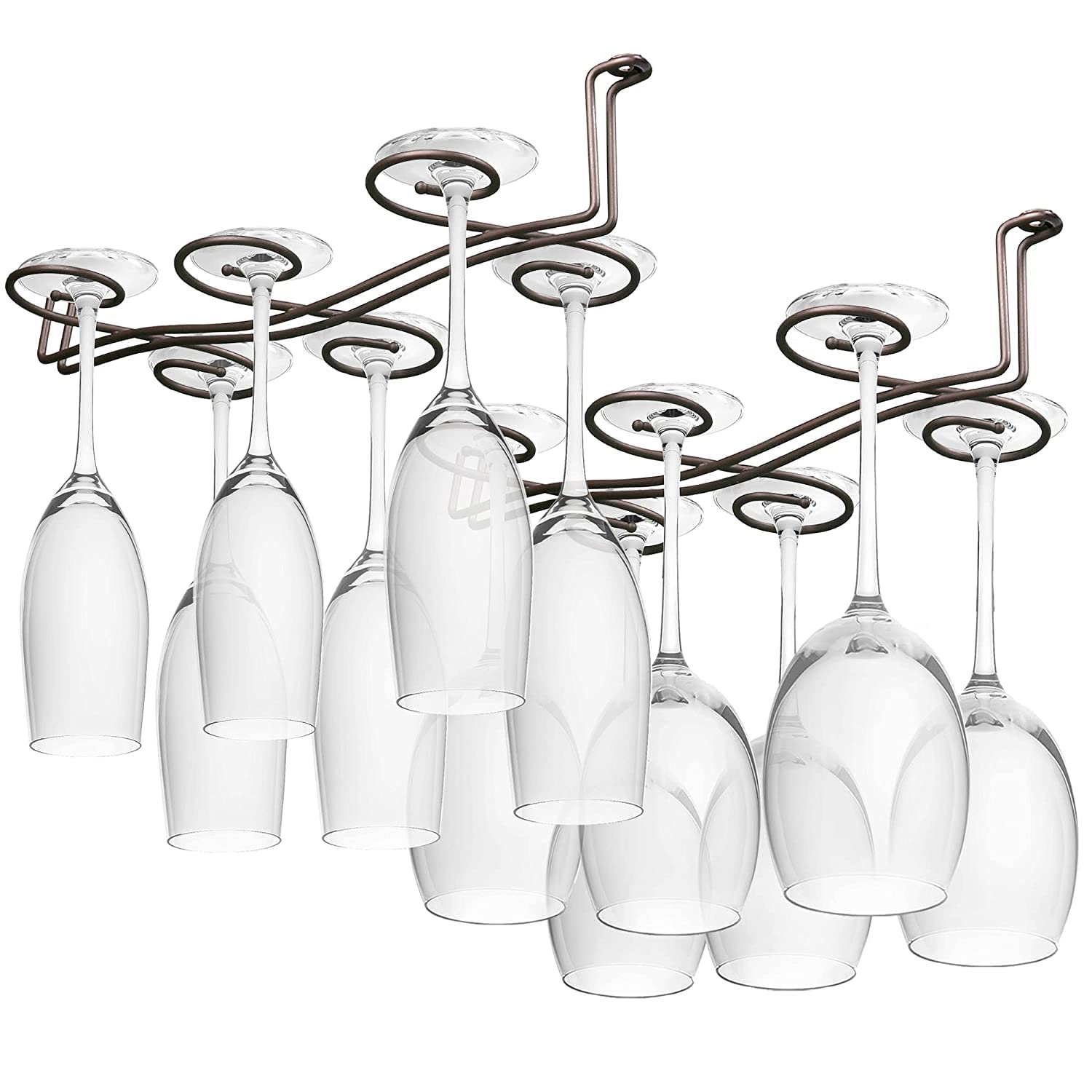 INDIAN IRON ART Under Cabinet Stemware Racks, G-Shape Wine Glass Holder ...