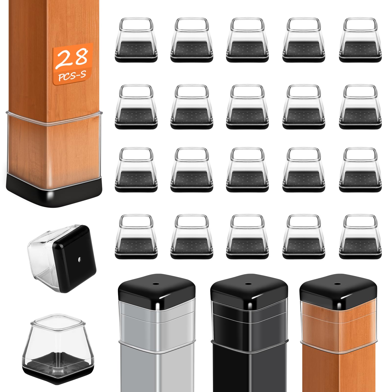 28Pcs Chair Leg Sliders for Carpet, Furniture Sliders Chair Glides ...