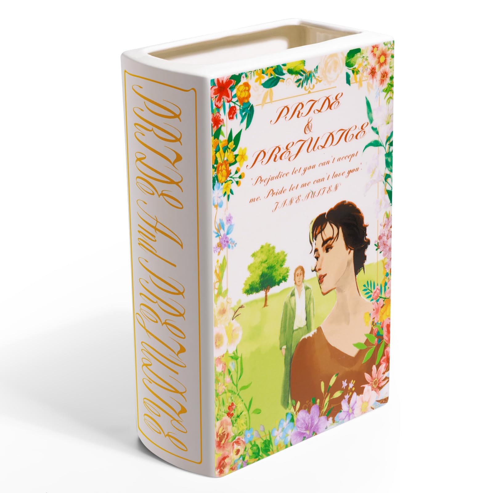 Amazon.com: Ceramic Book Vase for Flowers, Pride and Prejudice Book ...