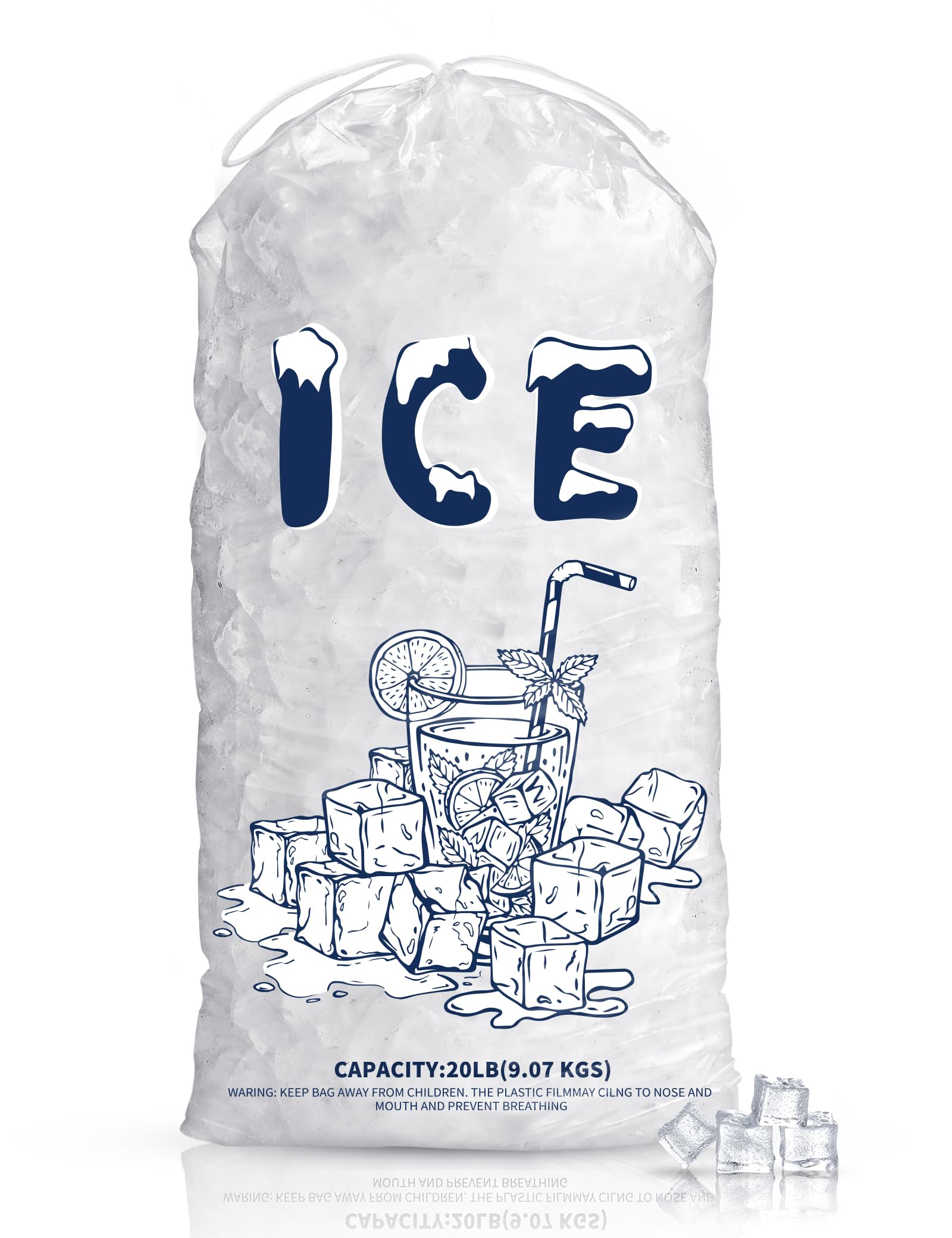 Snapklik.com : 100 Pack Plastic Ice Bags 20 Lb, Heavy-Duty Ice Bags 28 ...