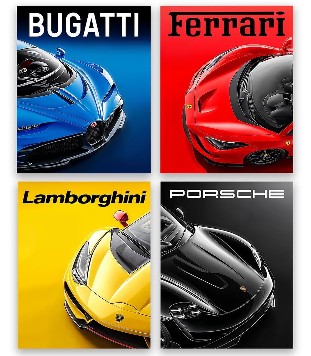 Amazon.com: Sports Car Poster Set of 4-8x10 Unframed Posters for Car ...