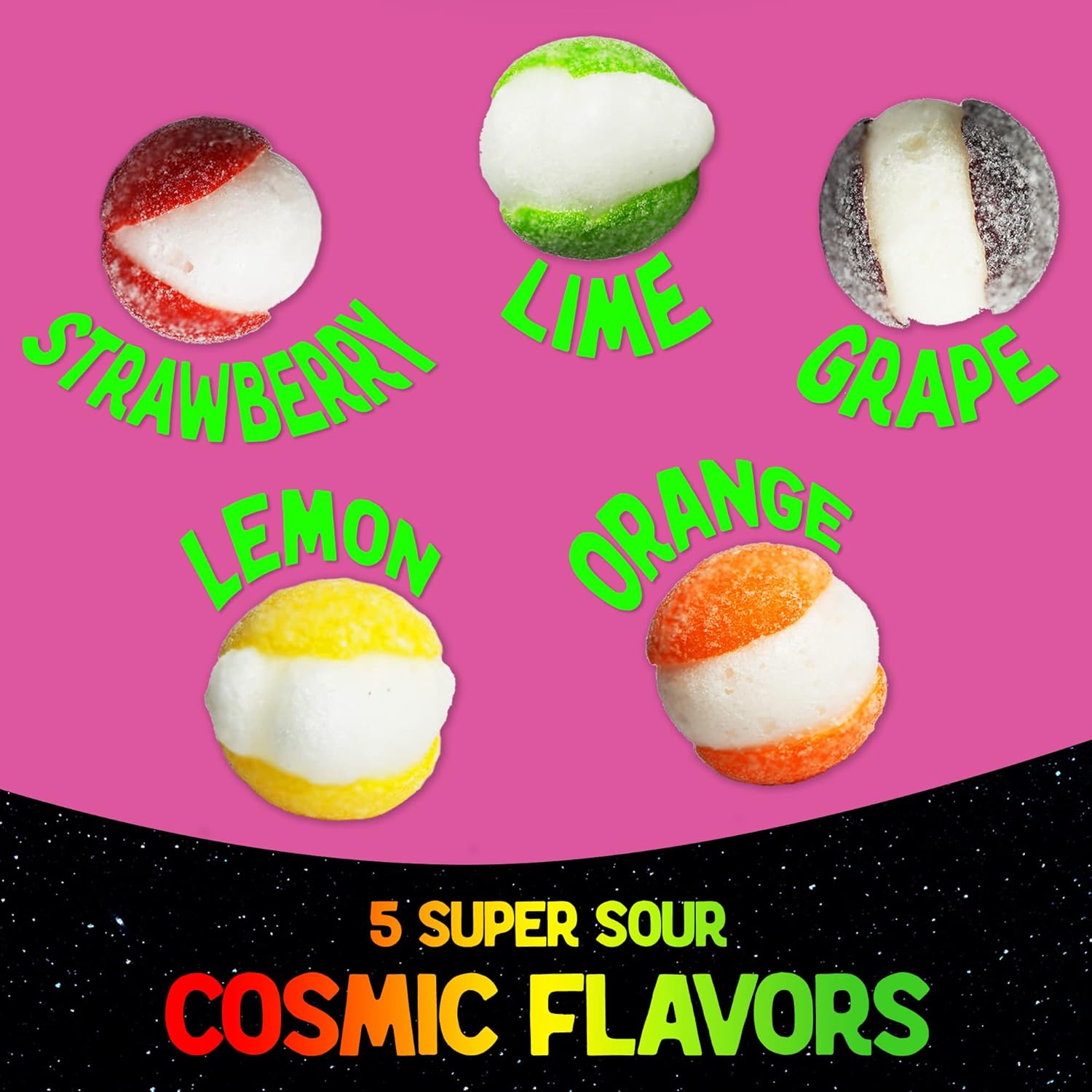 Sour Freeze Dried Candy - 4 Ounce Freeze Dried Sour Cosmic Crunchies ...