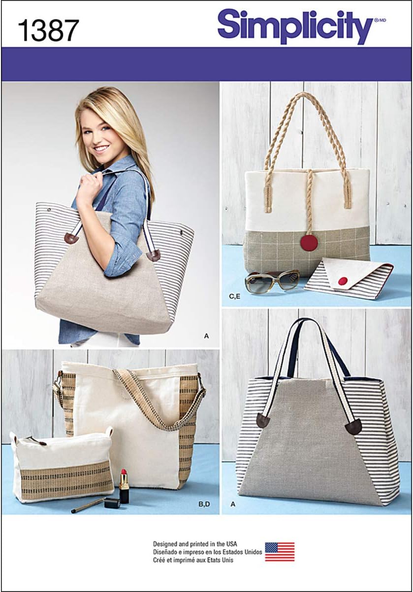 Amazon.com: Simplicity 1387 Assorted Tote Bag, Purse, and Clutch Sewing ...
