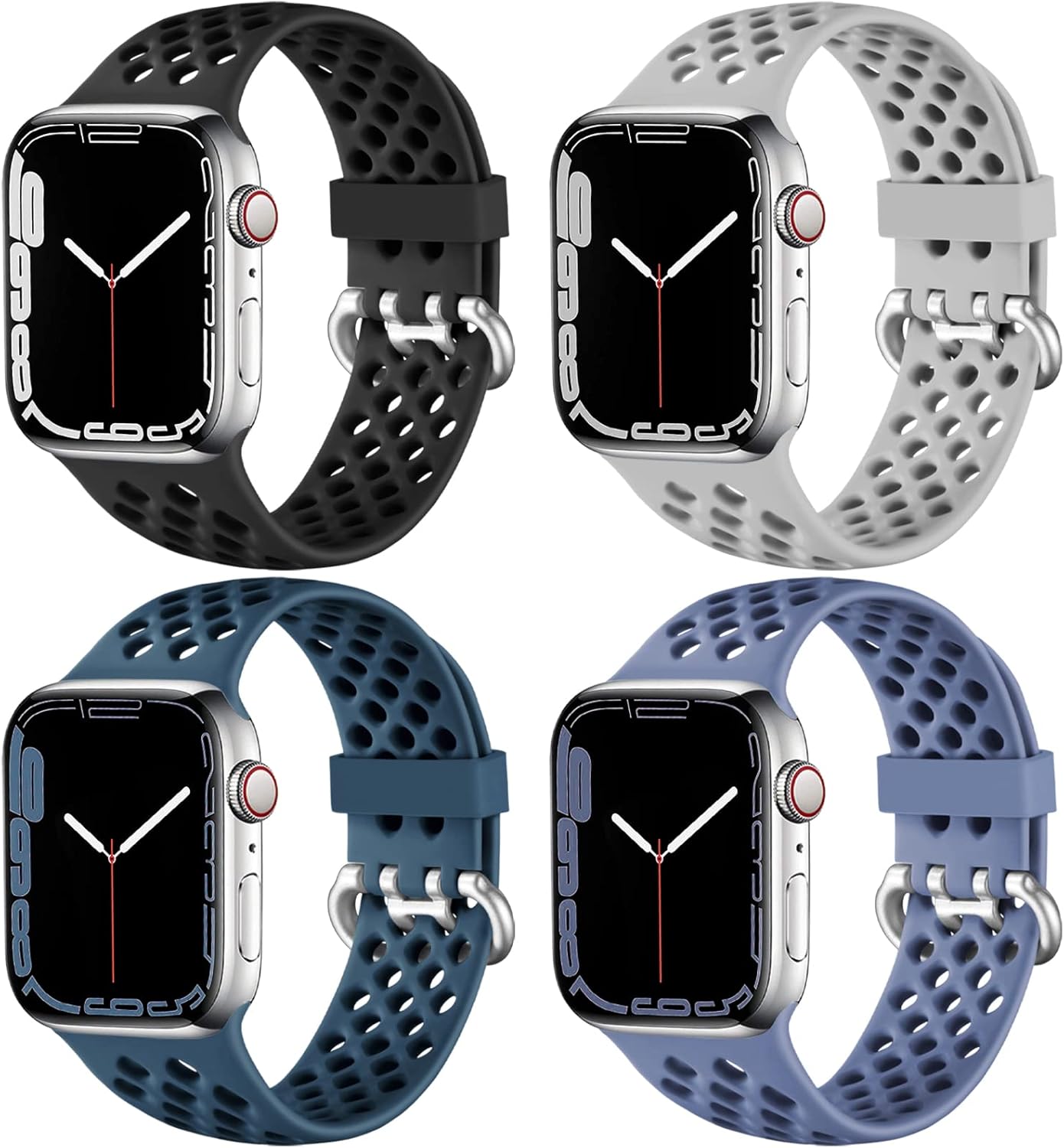 Mastten 4 Stück Sport Armbänder Kompatibel mit Apple Watch Armband 45mm ...