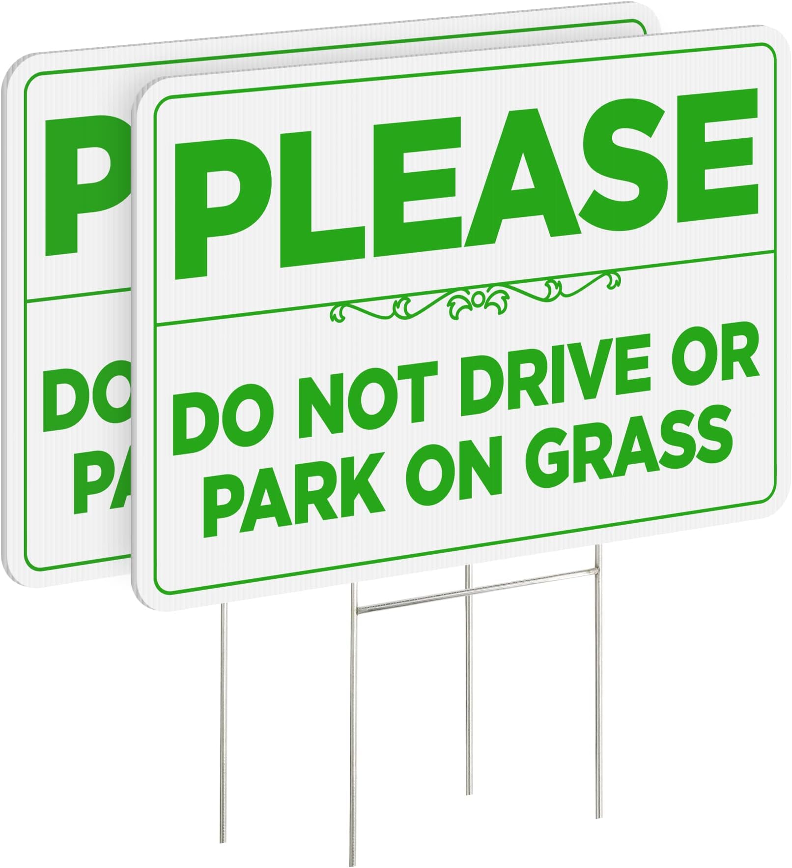 Amazon.com : Please Do Not Drive Or Park On Grass Yard Sign 2 Pack, 16 ...