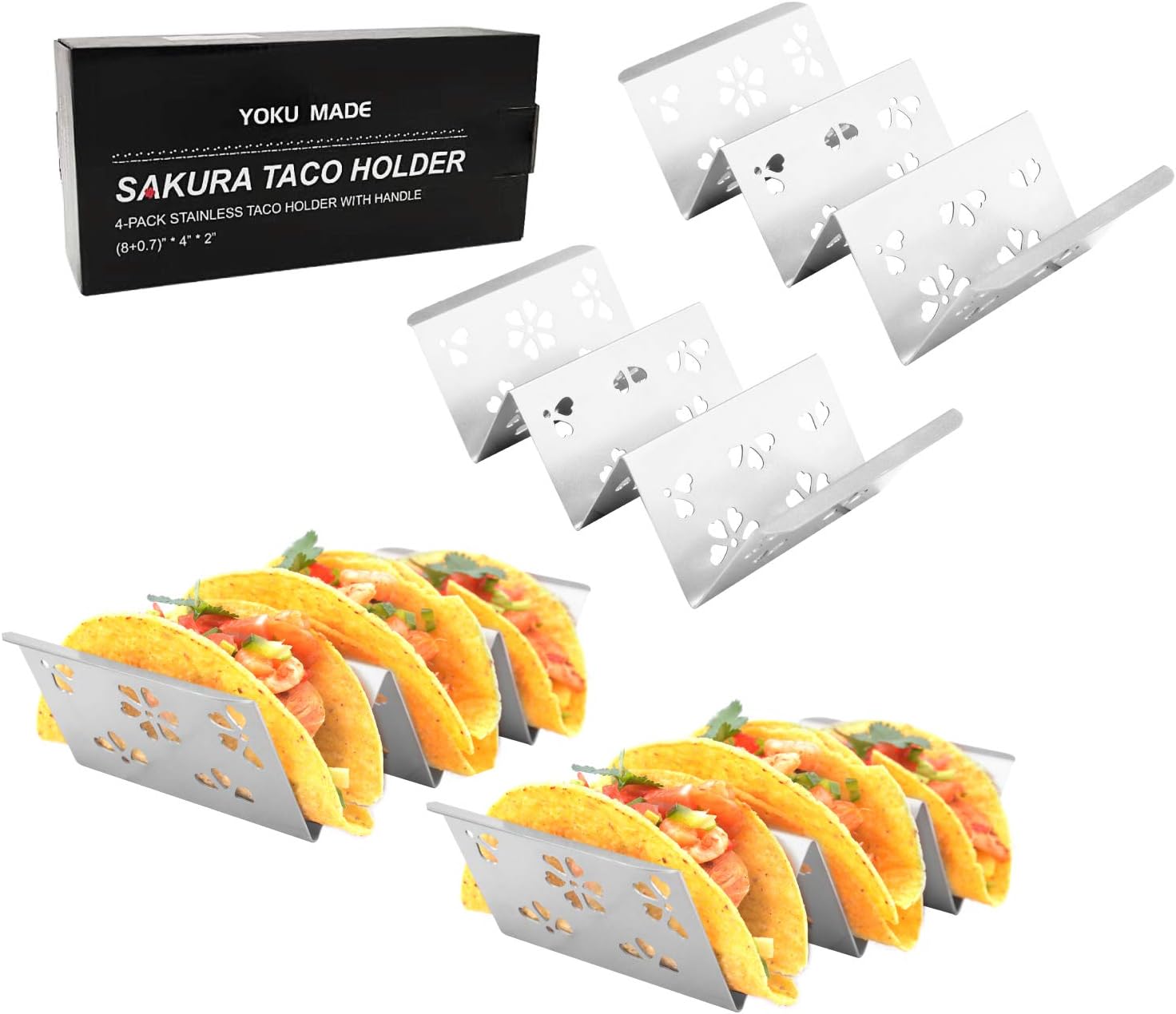Amazon.com: Pack of 4 - Stainless Steel Taco Holder Stand - Truck Tray ...