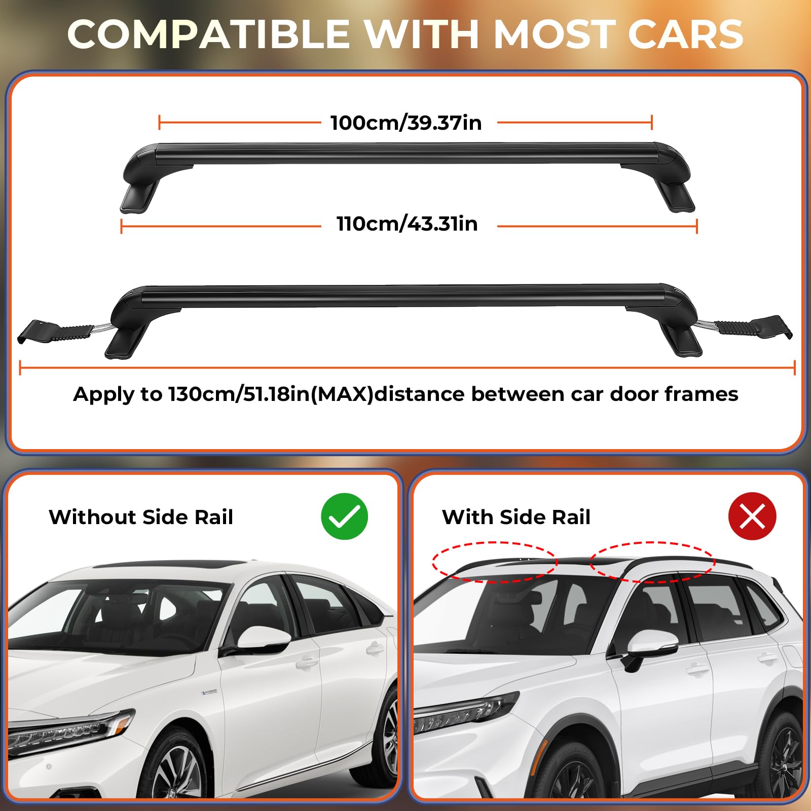 Snapklik.com : GEARZAAR Cross Bars Car Roof Rack 110CM- Universal Roof ...