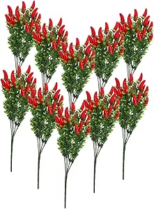 Amazon.com: HOMOCONO 10pcs Simulated Plants Fake Chili Pepper Bunch ...