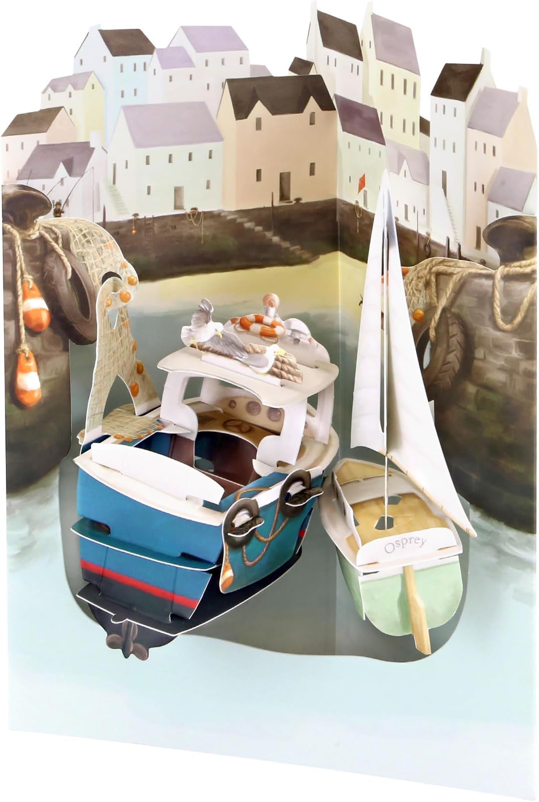 SANTORO Swing Card, 3D Pop Up Greeting Card - Seaside Harbour - Boats ...
