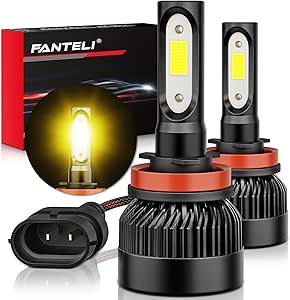 FANTELI H11 Fog Light Bulbs, 3000K Amber Yellow, 400% Brighter H16 H8 ...