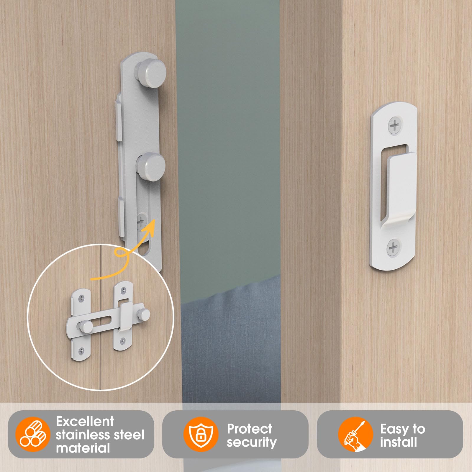 Snapklik.com : Barn Door Lock Latches, Matte Black Stainless Steel Flip ...