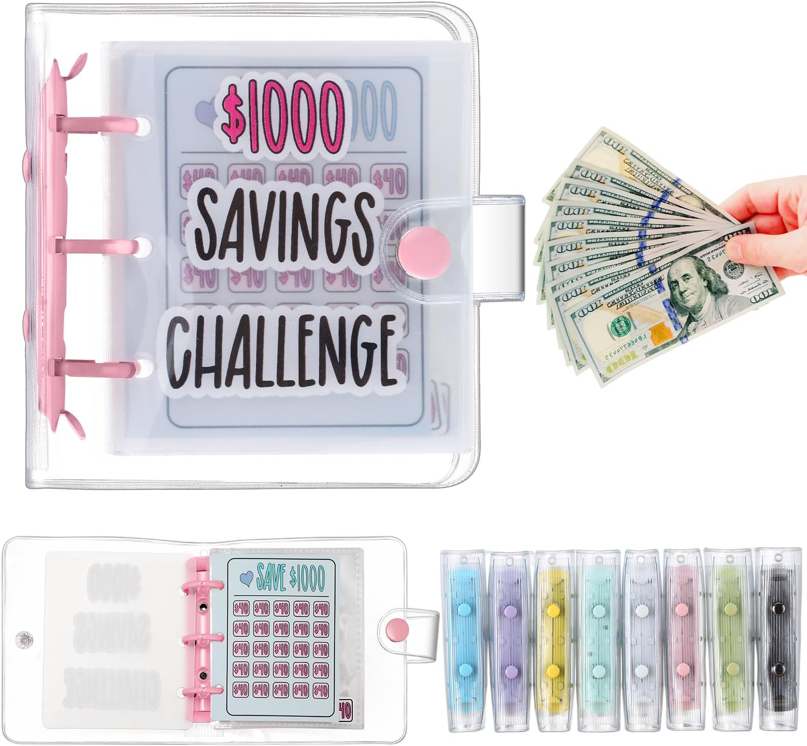 Amazon.com : Jetec 1 Pcs 1000 Money Saving Challenge with 25 Binder ...