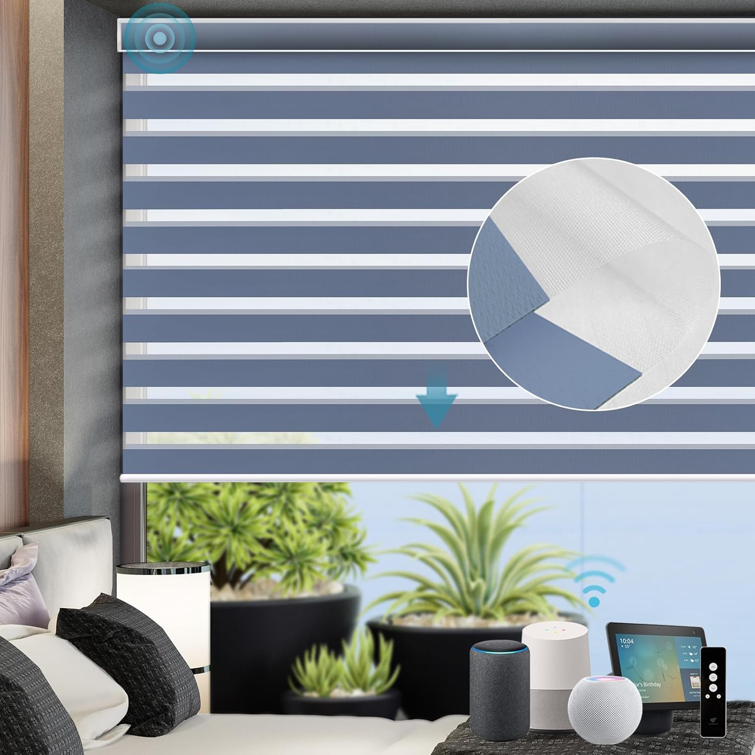 Amazon.com: SmartWings Motorized Zebra Shades with Valance Work with ...