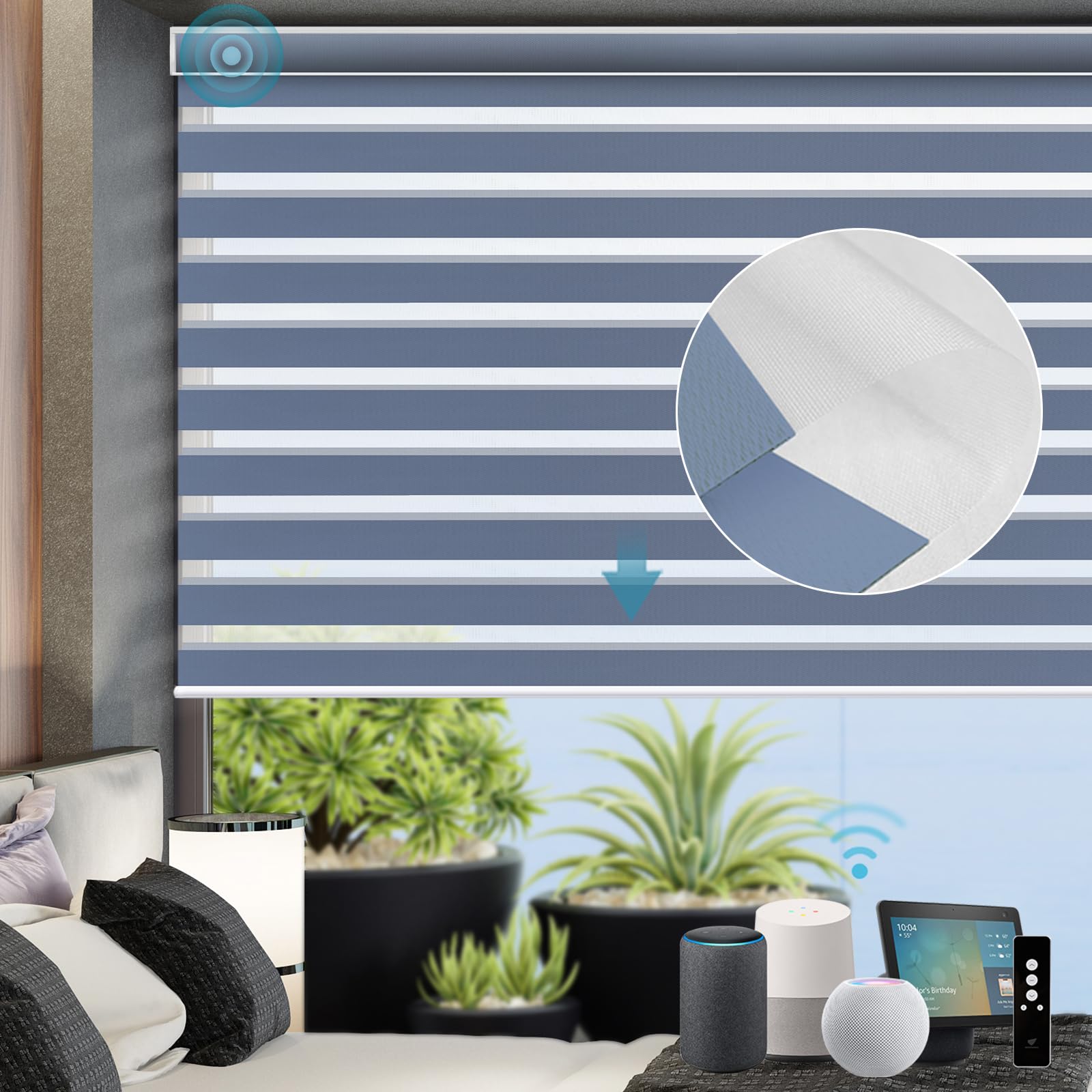 Amazon.com: SmartWings Motorized Zebra Shades with Valance Work with ...