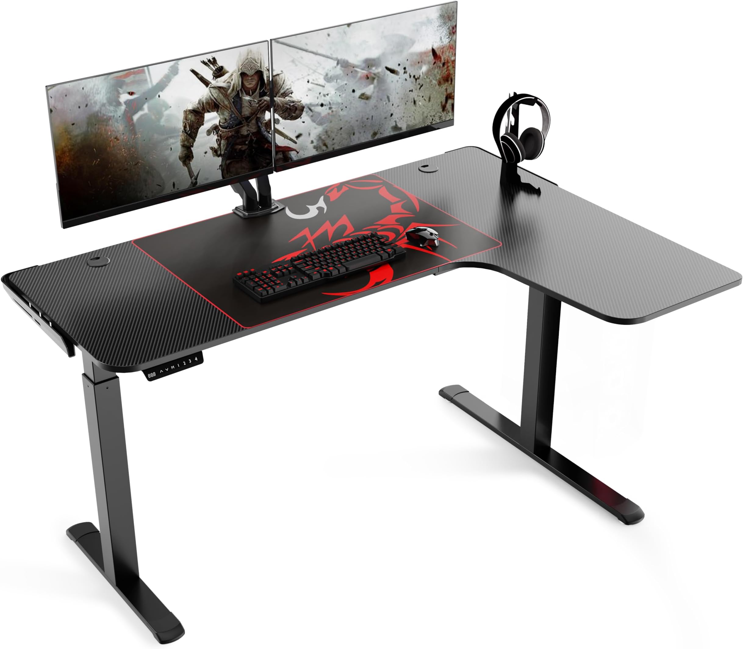 EUREKA ERGONOMIC Gaming Desk P47 I Shaped Gaming Computer Desk PC ...