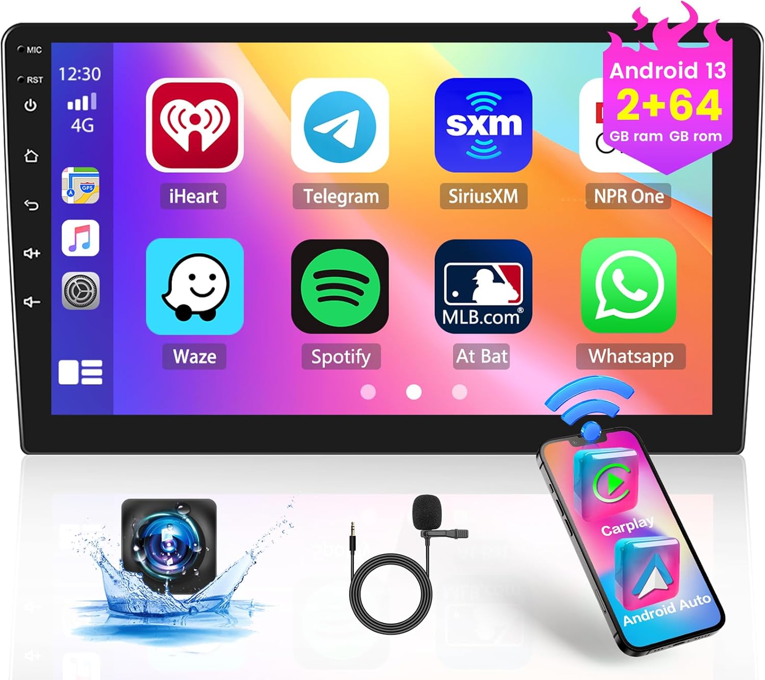 Amazon.com: Hikity 2+64G Android Car Stereo Double Din Wireless Carplay ...