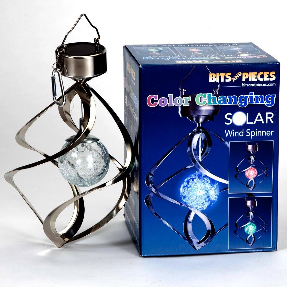 Bits and Pieces – Saturn Wind Spinner-Solar Powered Multi-Colored ...