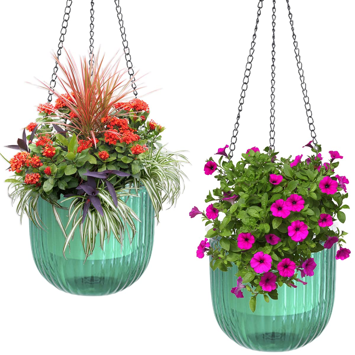 2 Pack 6.5 Inch Self Watering Hanging Planters Flower Pots, Hanging ...