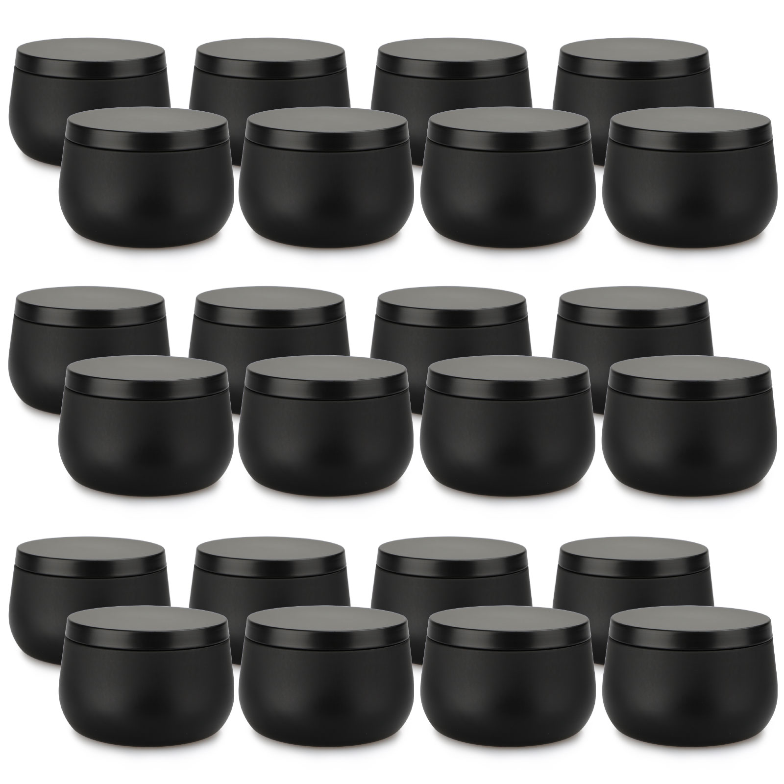 Watch Candle Tin 24 Piece, 8 oz,Black Candle Containers with Lid on ...