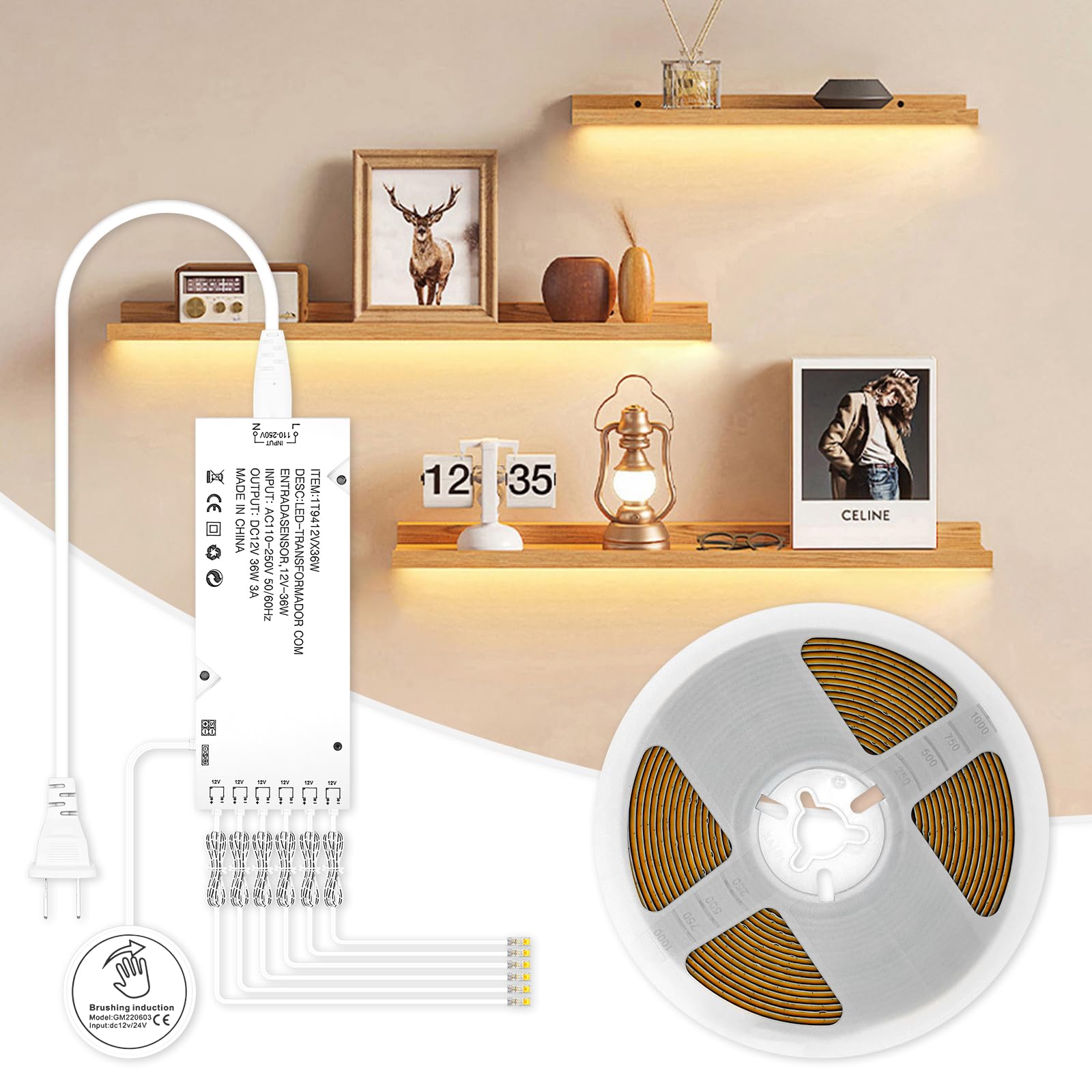 CUBITOR Under Cabinet Led Light Strip kit,Diffused Power with 6 Output ...