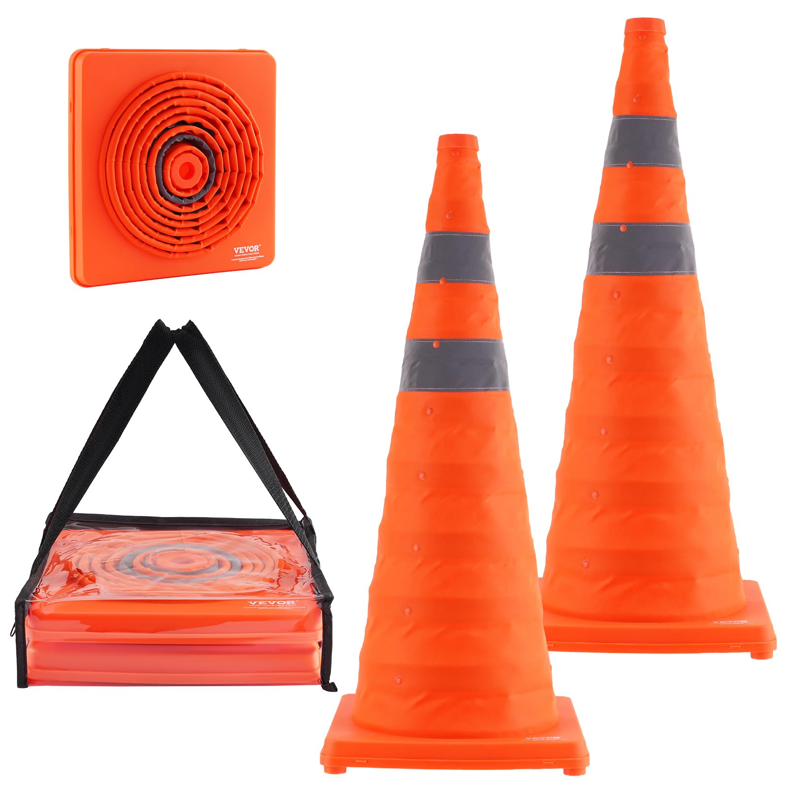 VEVOR Safety Cones, 2 Pack 28 inch Collapsible Traffic Cones ...