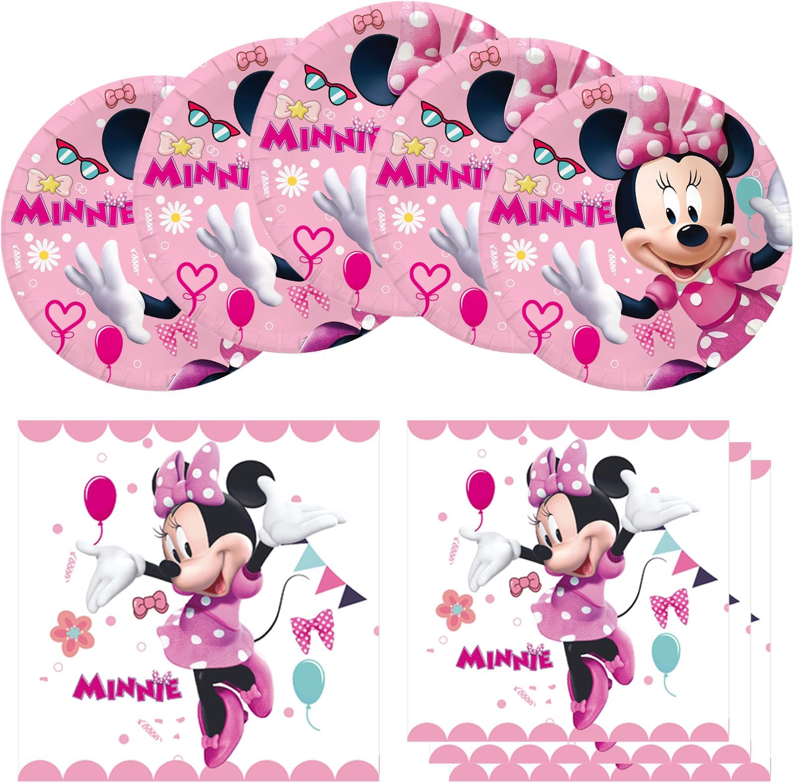 Amazon.com: Minnie Birthday Party Supplies, Include 20 Plates and 20 ...