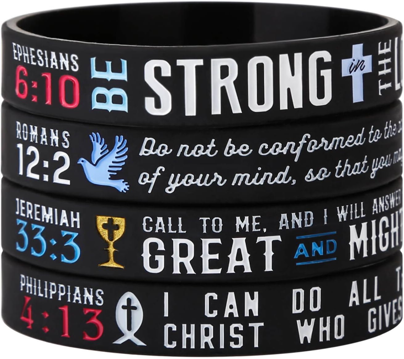 Amazon.com: MedusaX Power of Faith Christian Bible Verse Silicone ...
