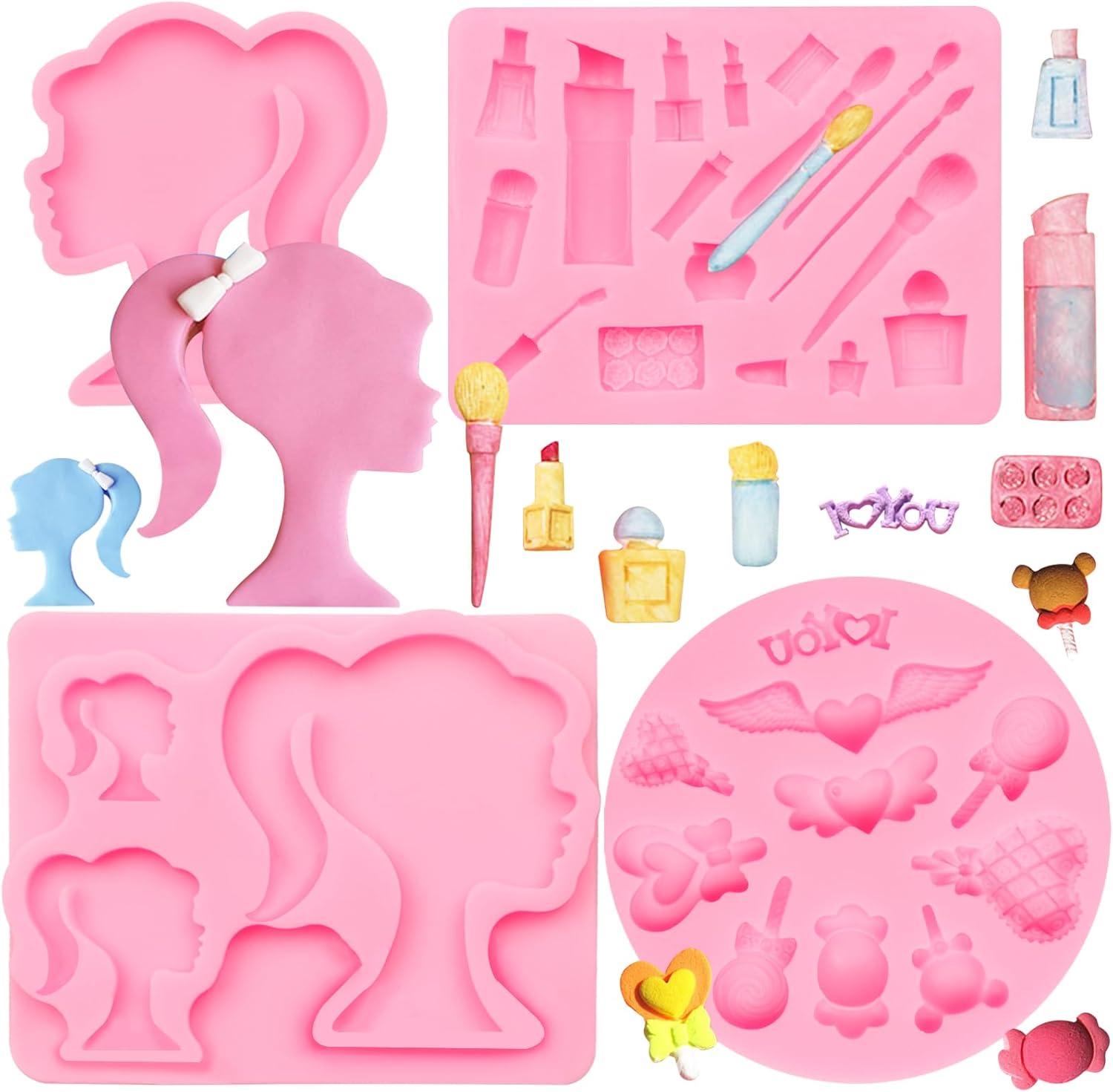 Amazon.com: Cute Girl Head Chocolate Molds, Makeup Theme Lipstick ...