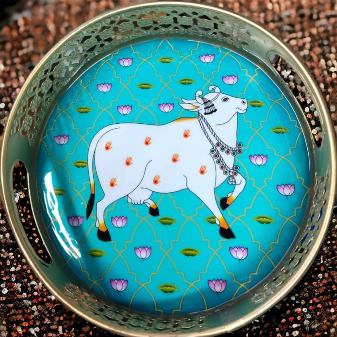 DAMINI Art N Crafts Metal Tray with Meena Work : Amazon.in: Home & Kitchen