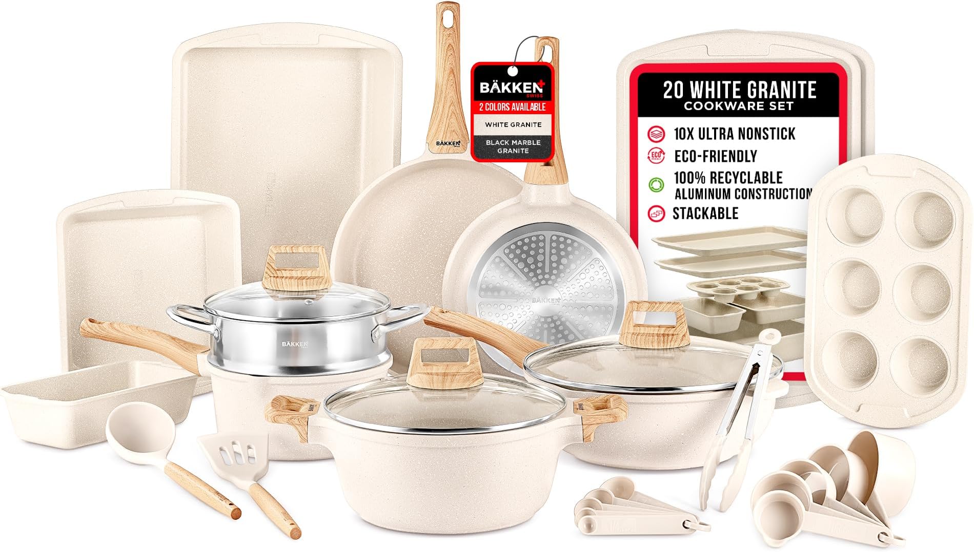 Amazon.com: Bakken-Swiss 14-Piece Kitchen Cookware Set – Granite Non ...