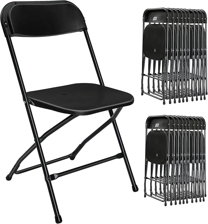 Amazon.com: VINGLI Black Plastic Folding Chairs 20 Pack, High Capacity ...