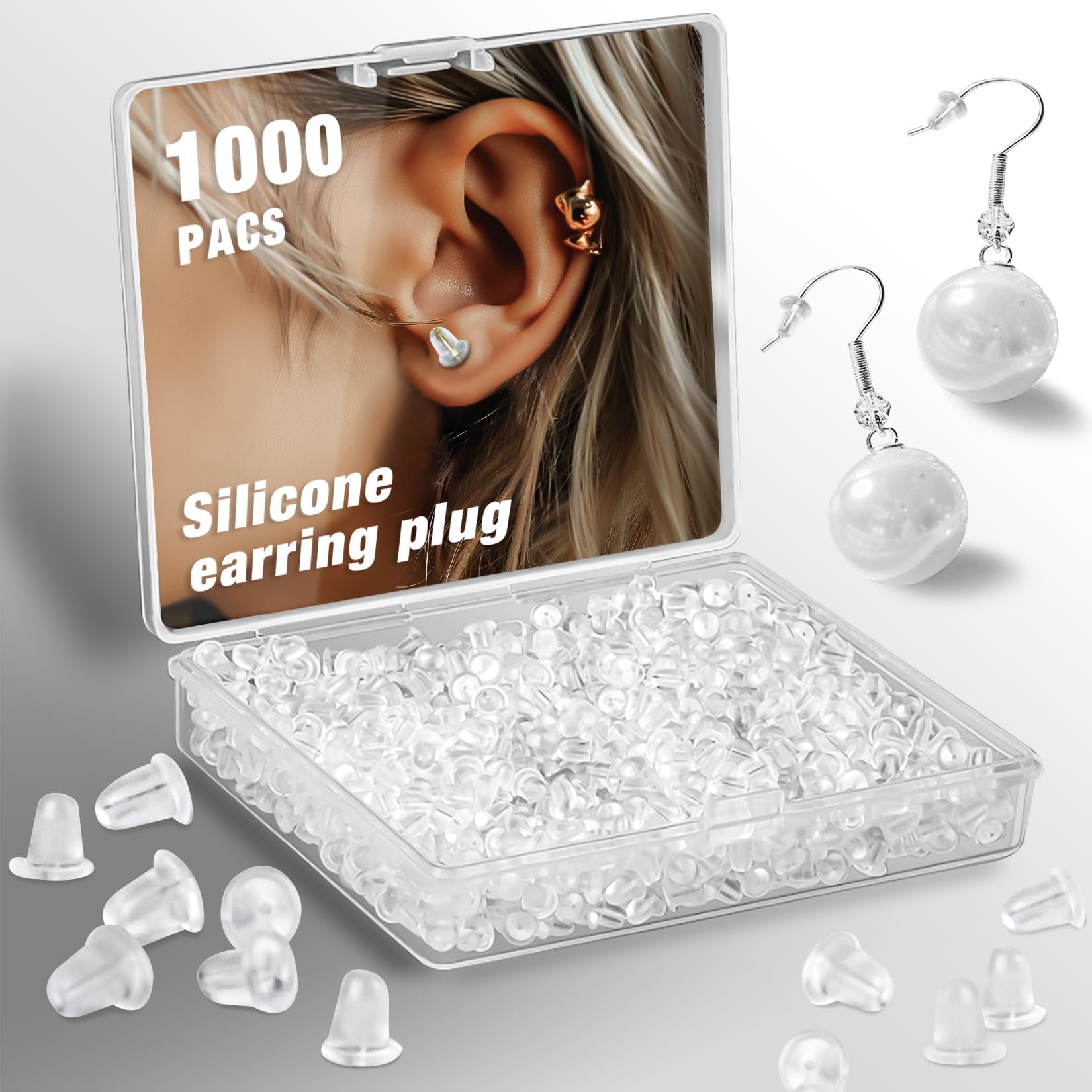 Amazon.com: 1000 Pcs Back Earrings Rubber Earring Backs - Silicone ...
