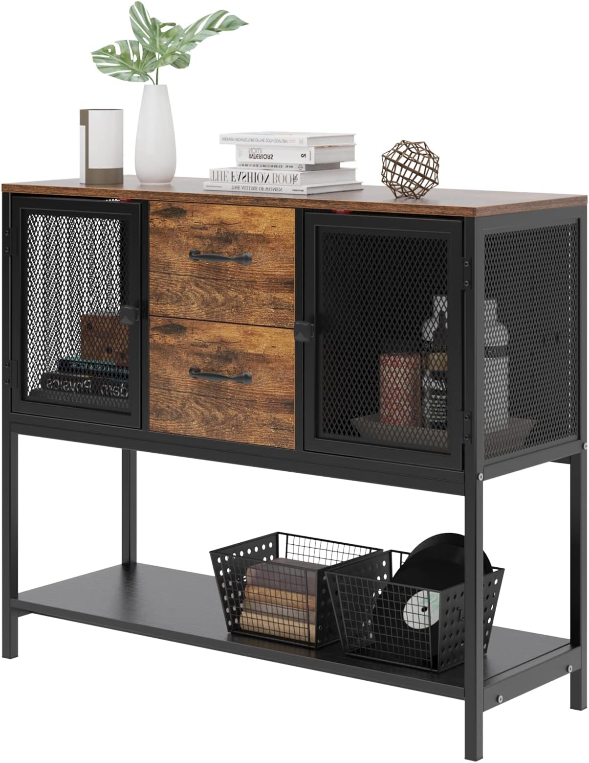 HOMCOM Meuble de Rangement, Commode, Buffet de Rangement Style ...