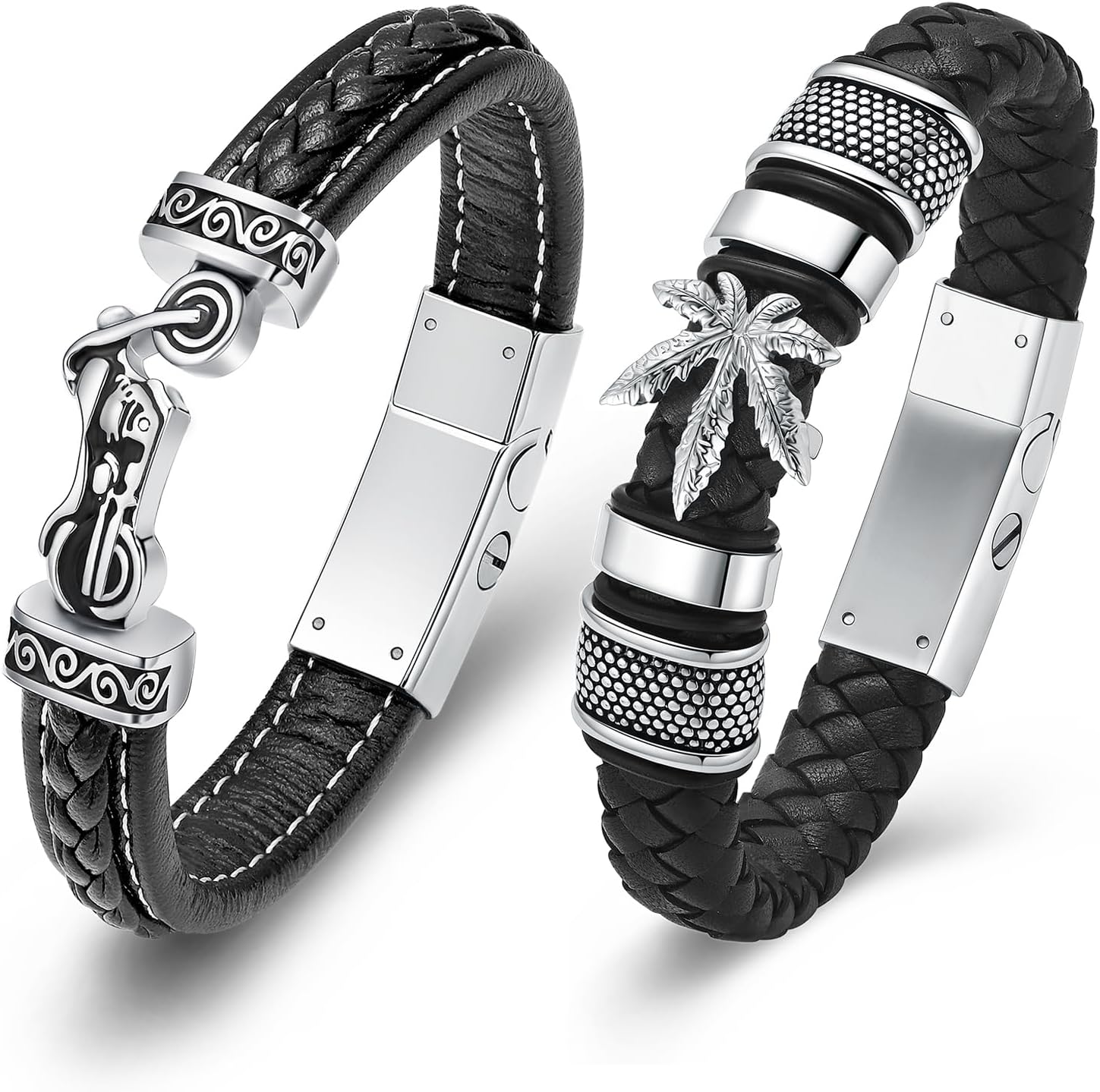 Amazon.com: XSMZB 2Pcs Motorcycle Cremation Bracelet for Ashes for Men ...