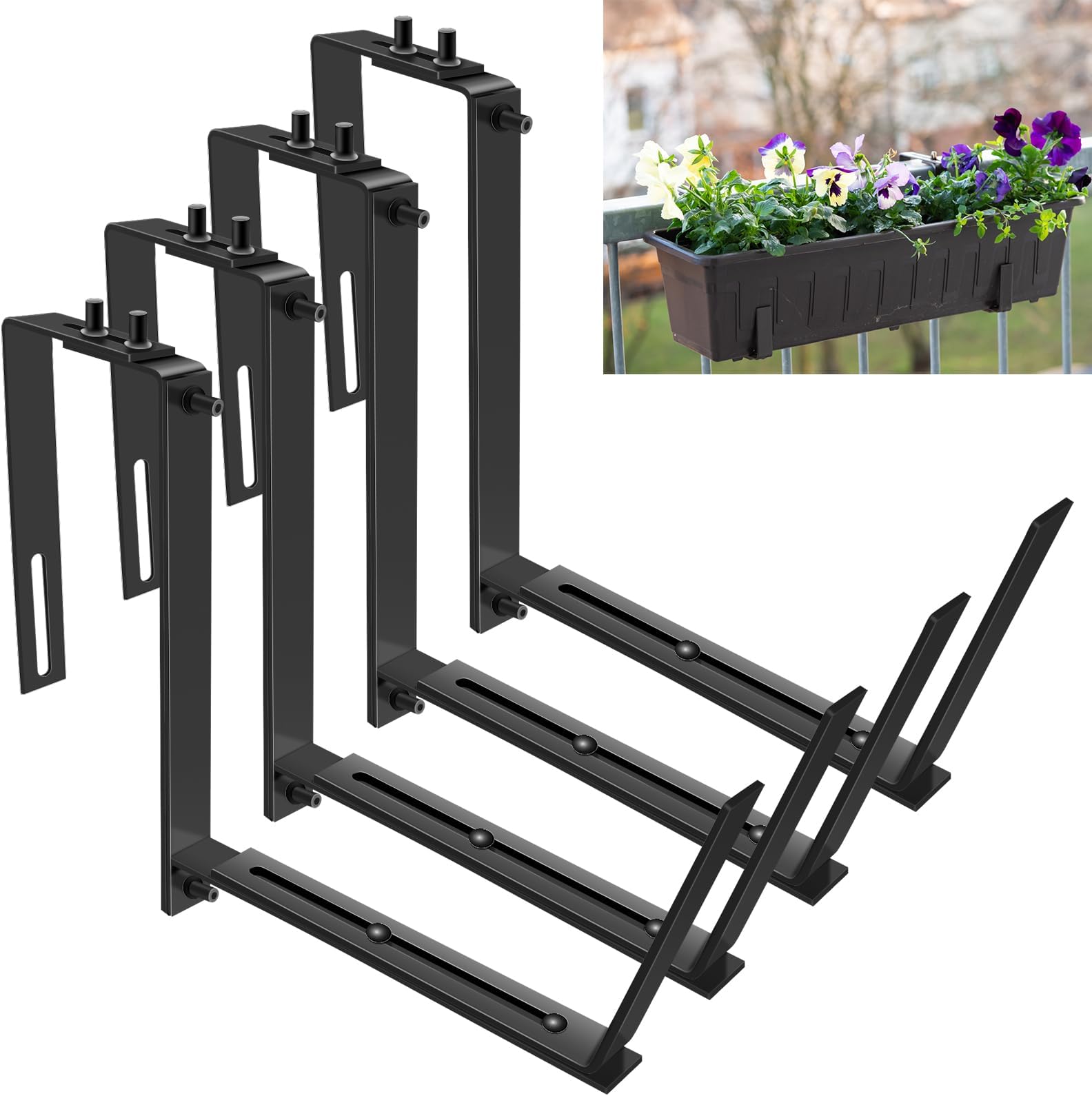 Amazon.com: VOXOR Window Box Brackets, Adjustable Planter Box Brackets ...