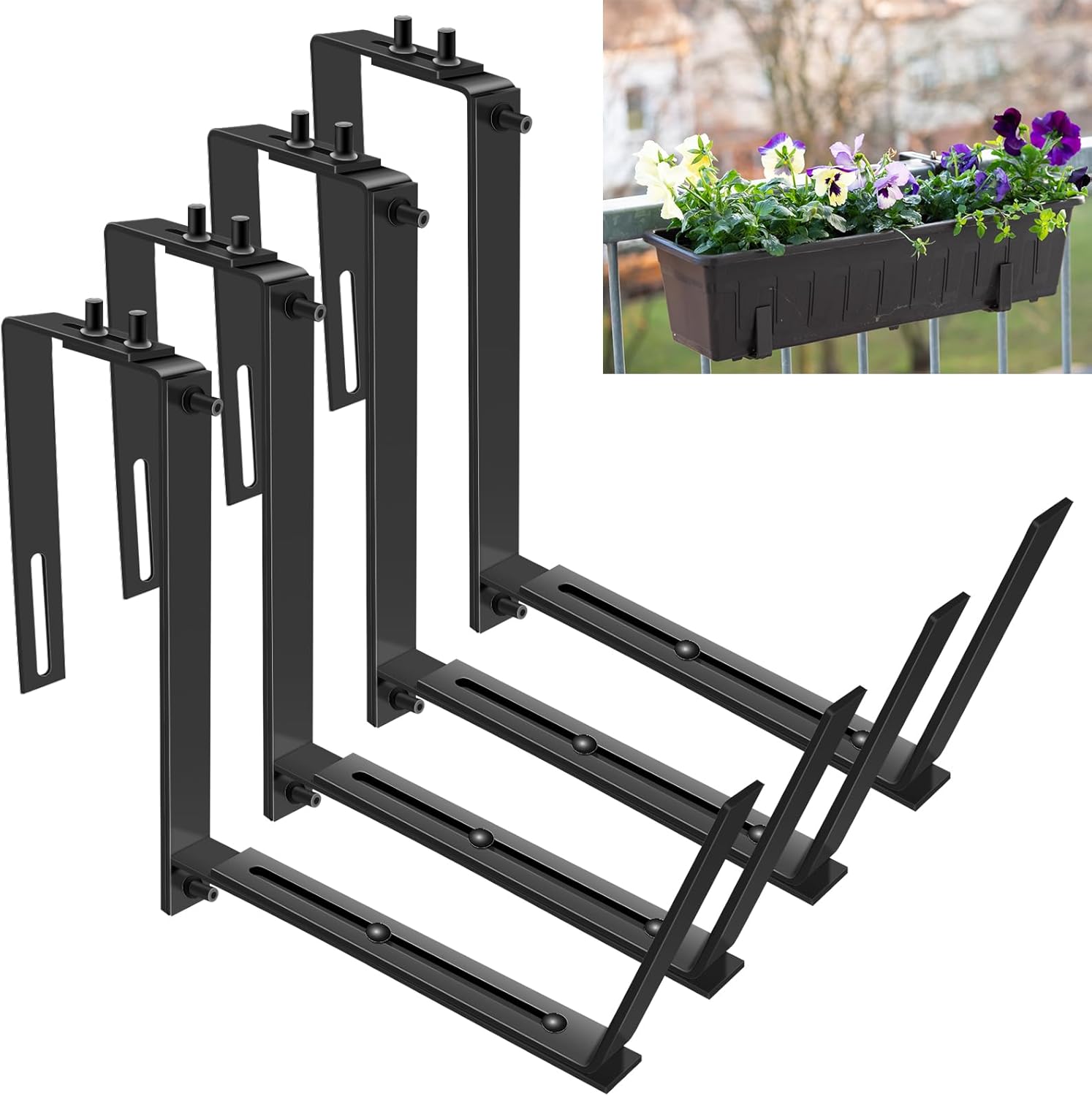 Amazon.com: 4PCS Adjustable Planter Box Brackets Window Flower Boxes ...