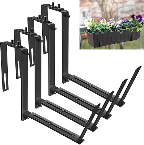 Amazon.com: 4PCS Adjustable Planter Box Brackets Window Flower Boxes ...