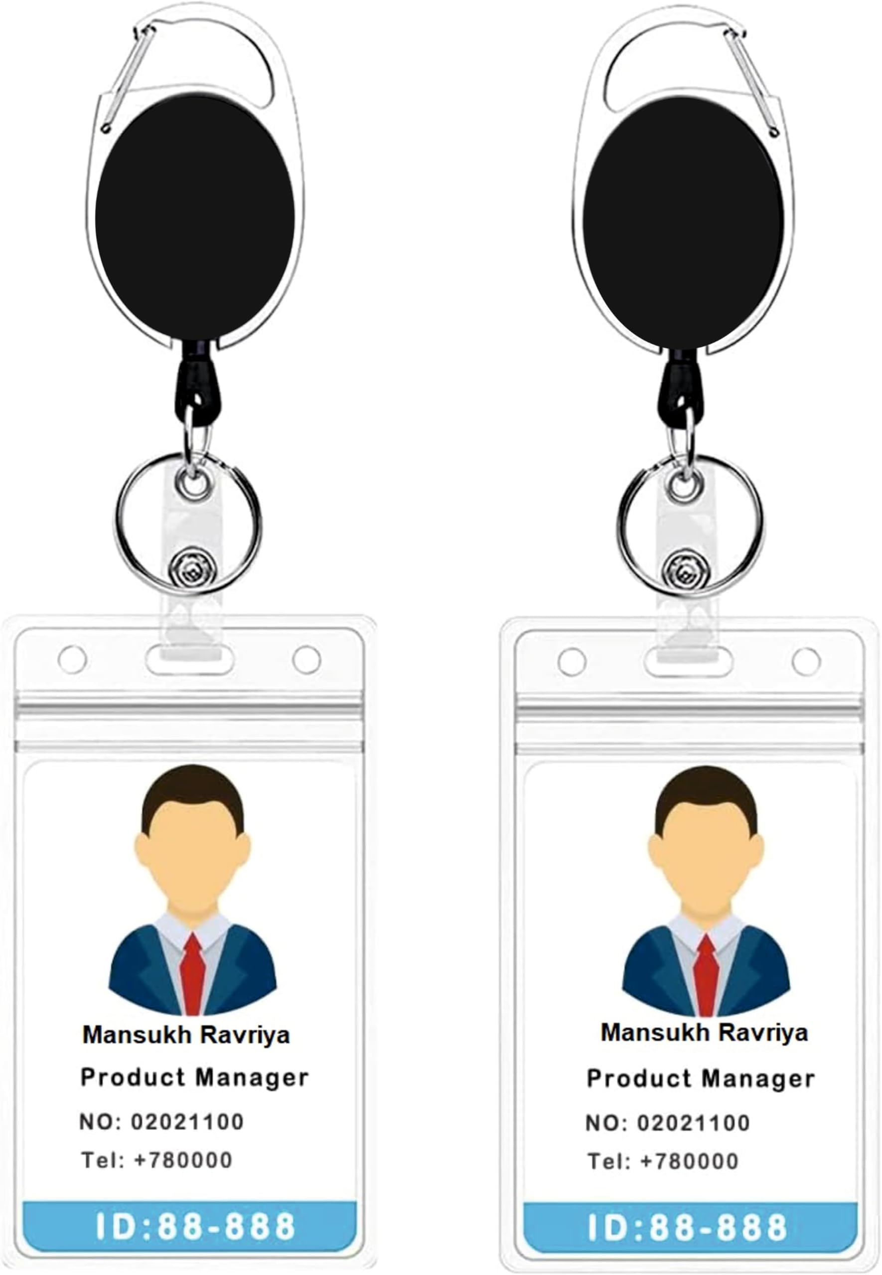 Baraky Heavy Duty Retractable Badge Holder with Waterproof Zip Lock ...