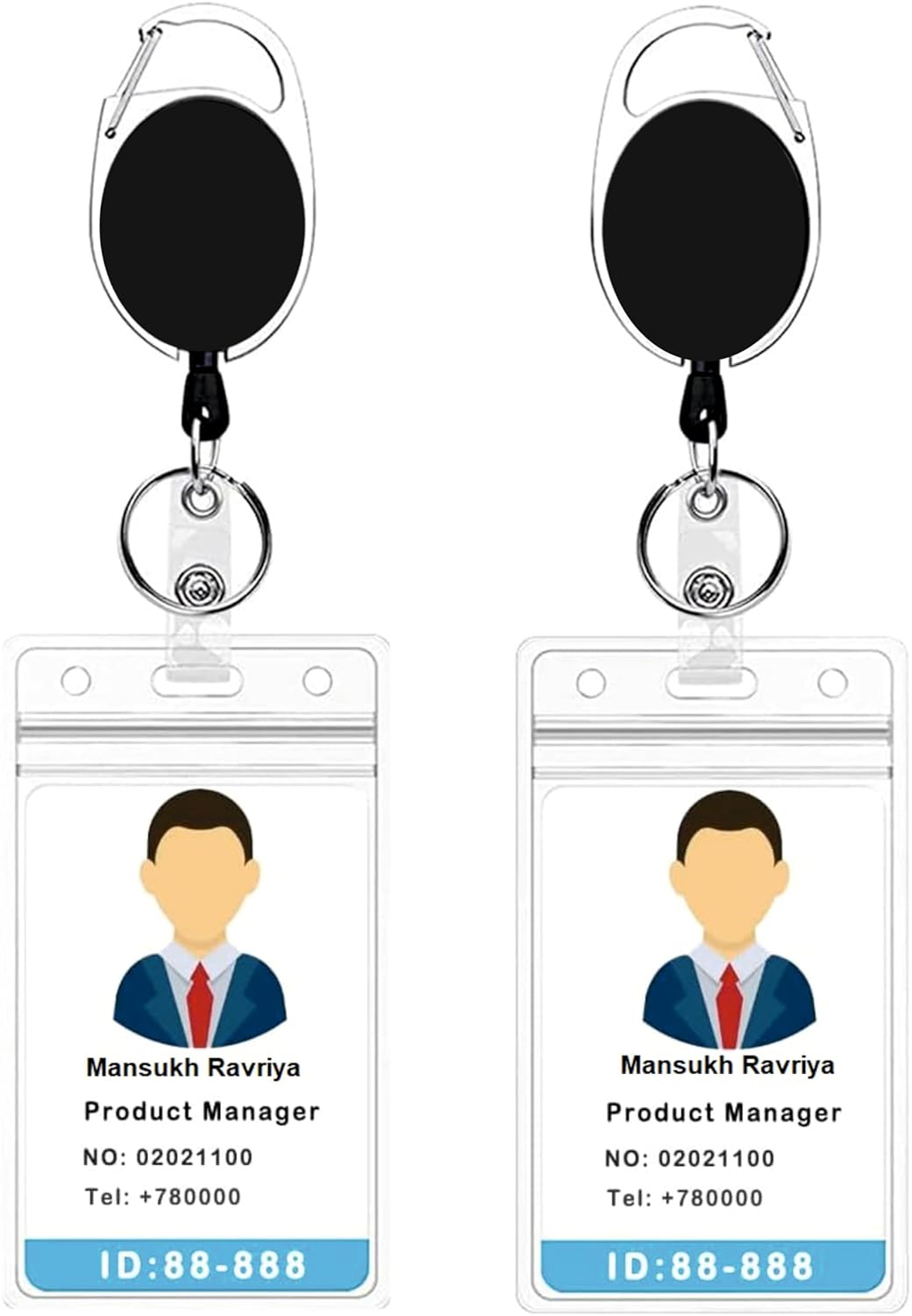 Baraky Heavy Duty Retractable Badge Holder with Waterproof Zip Lock ...