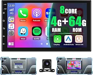 Amazon.com: Inefala [8-Core 4+64G] Doble DIN 7 pulgadas Android 15 Estéreo de coche con Carplay ...