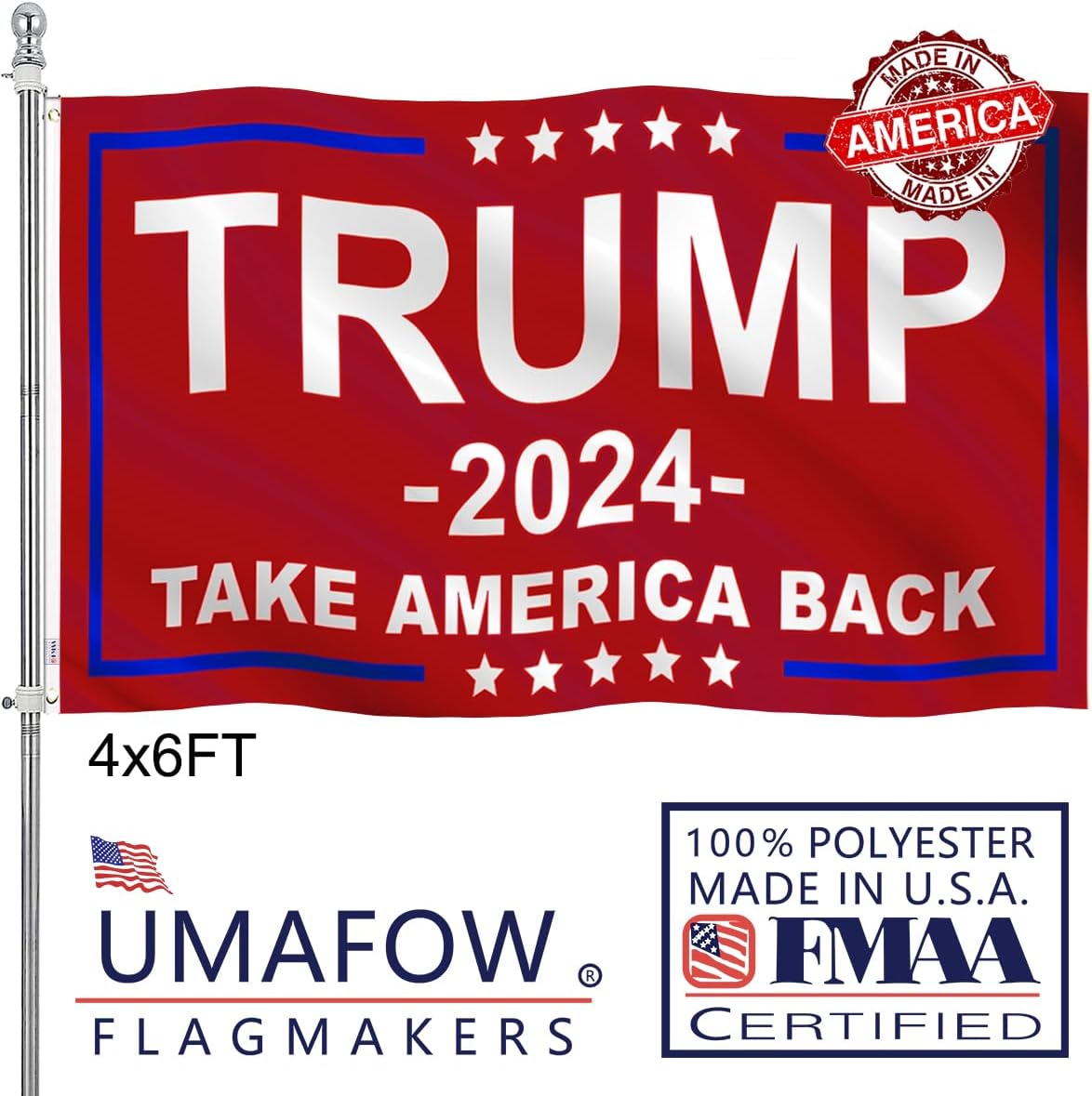 Amazon.com : UMAFOW Premium Double Sided Trump 2024 Flag 4x6 Outdoor ...