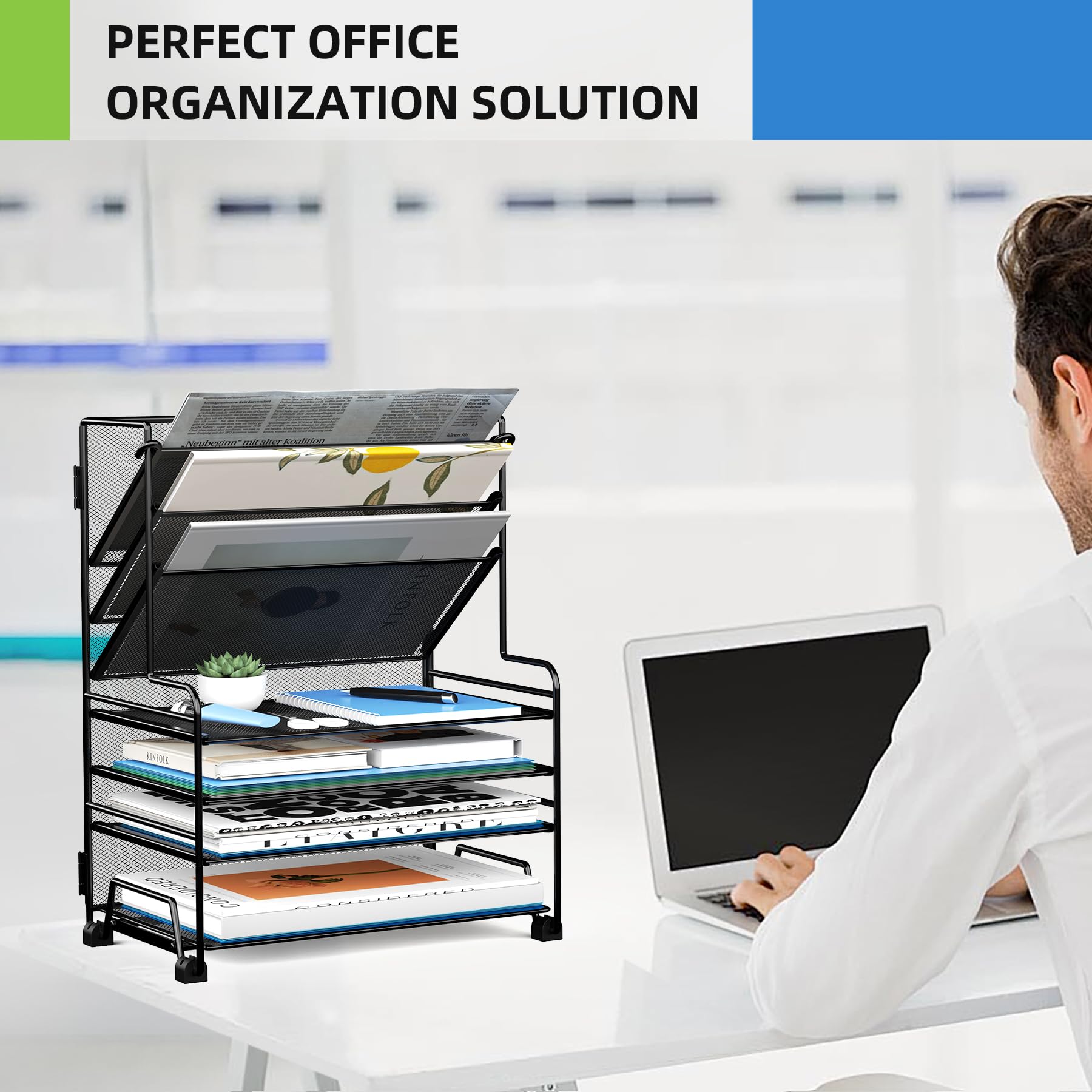 Snapklik.com : MINDEPOT 4-Tier Paper Organizer + 3-Pocket File Holder ...